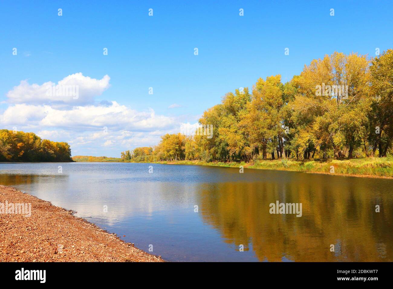 autumn landscape with river Stock Photo - Alamy