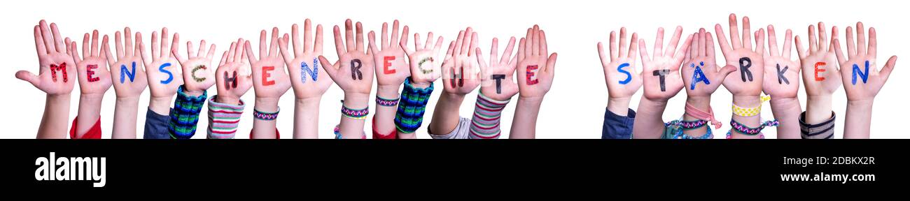 Children Hands Building Colorful German Word Menschenrechte Staerken ...
