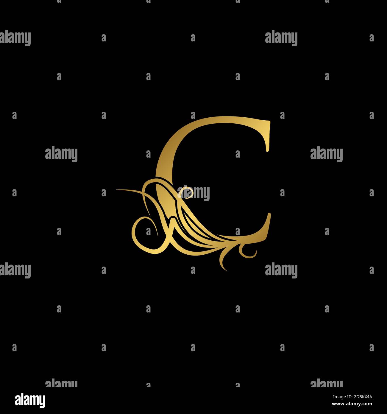 Gold luxury Initial C letter logo icon concept monogram ornate vector design Stock Vector Image ...