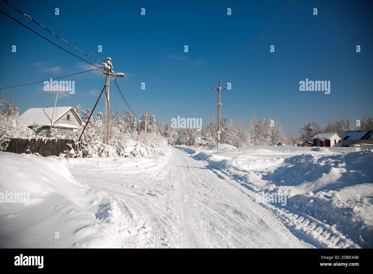 Cold snowy countryside winter in european village Stock Photo - Alamy