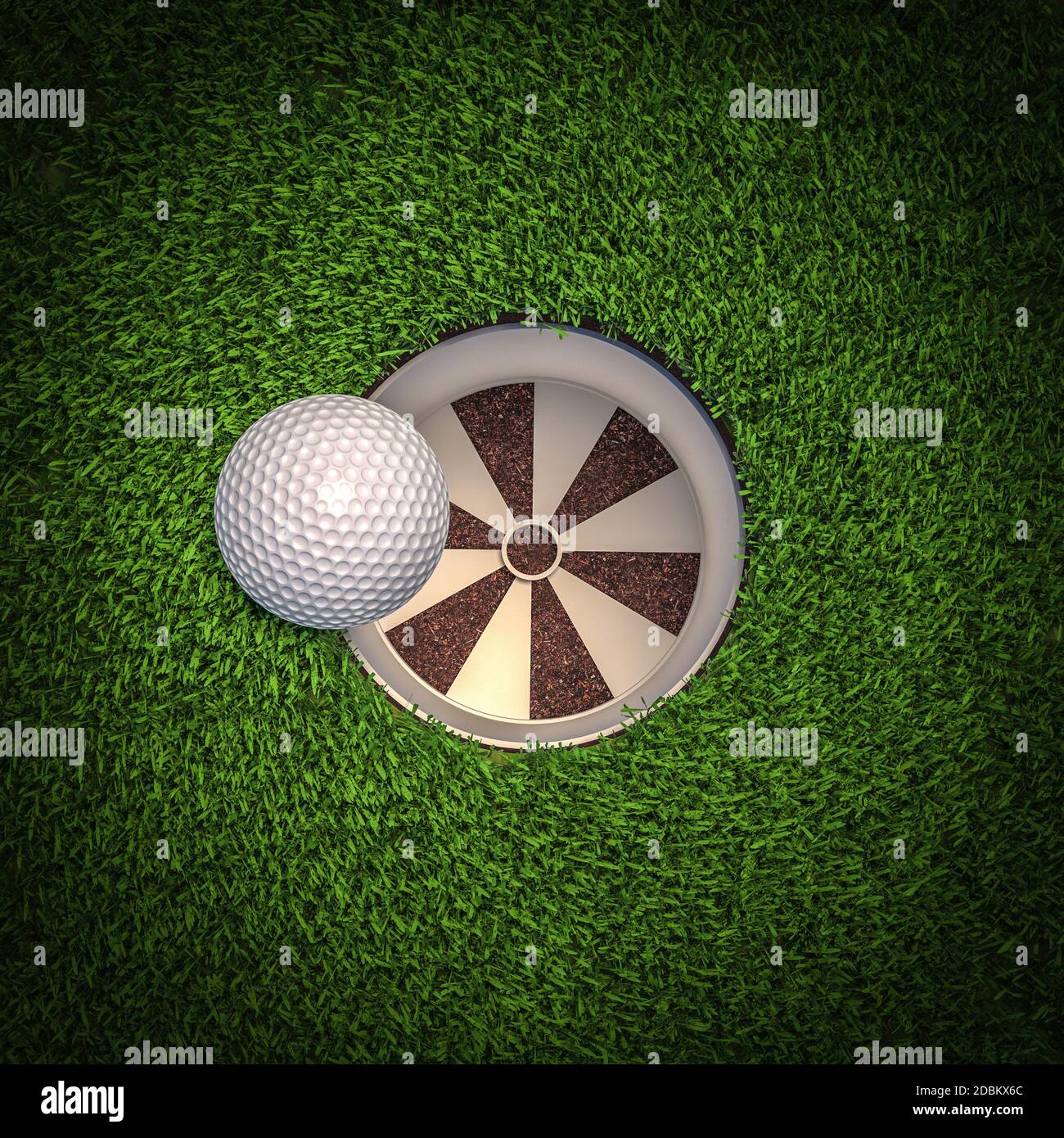 detail of a golf ball falling into the hole. 3d render Stock Photo - Alamy