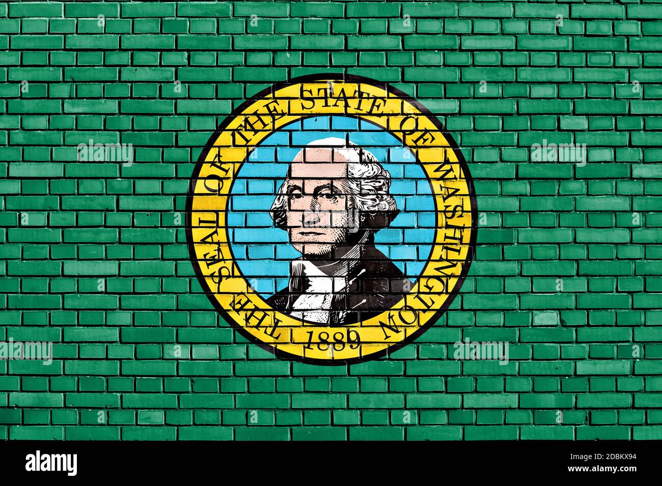 flag of Washington painted on brick wall Stock Photo - Alamy