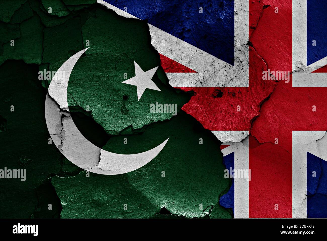 flags of Pakistan and UK painted on cracked wall Stock Photo - Alamy