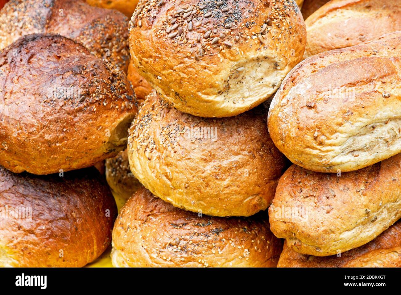 Bunch of loafs and bread on the market Stock Photo - Alamy