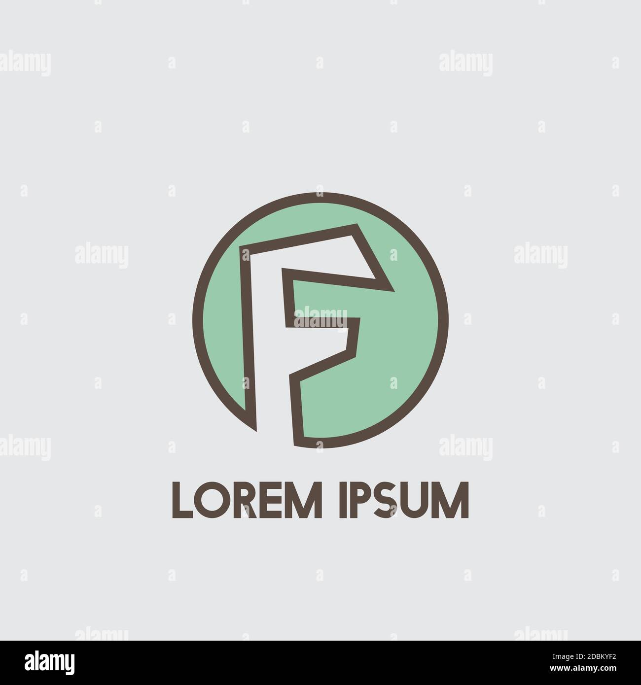 F Negative Space Initial Logo Concept Circle Icon Vector Template Stock ...