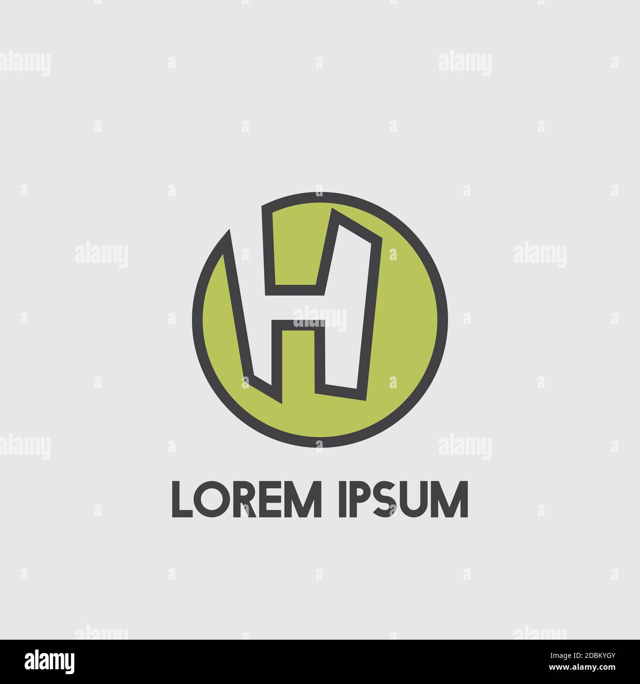 H Negative Space Initial Logo Concept Circle Icon Vector Template Stock ...