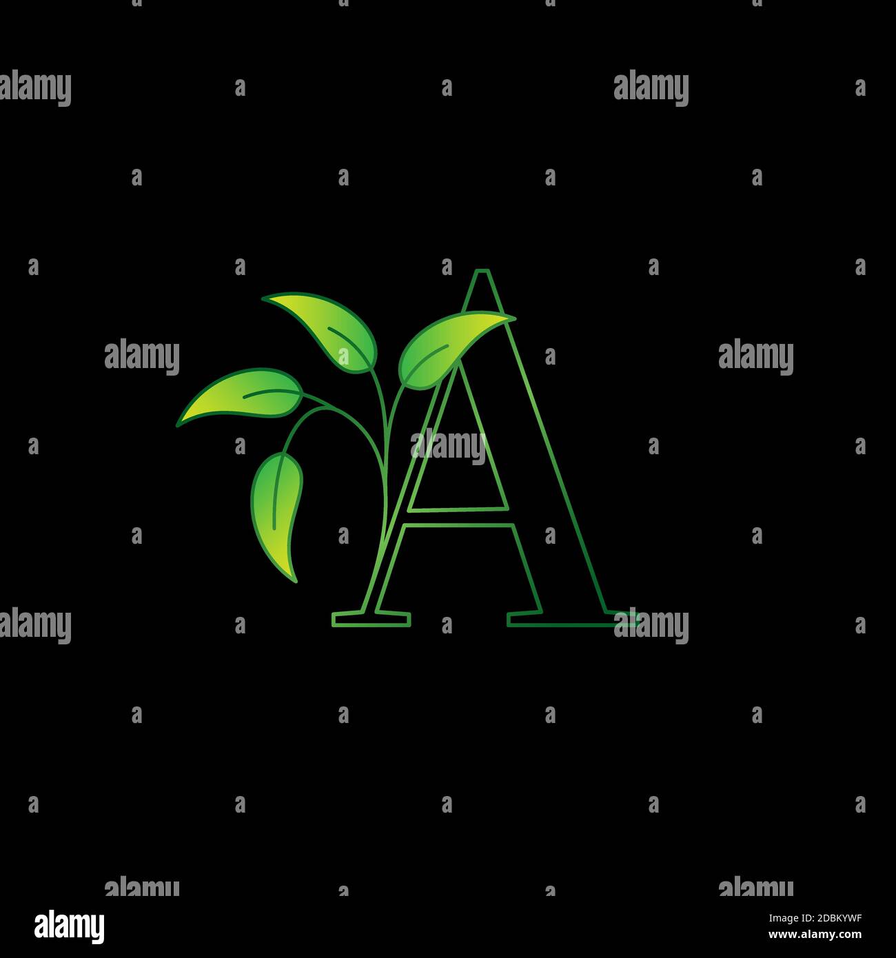 Green Nature Leaf Letter A Initial Logo Icon Concept Monogram leaves ...