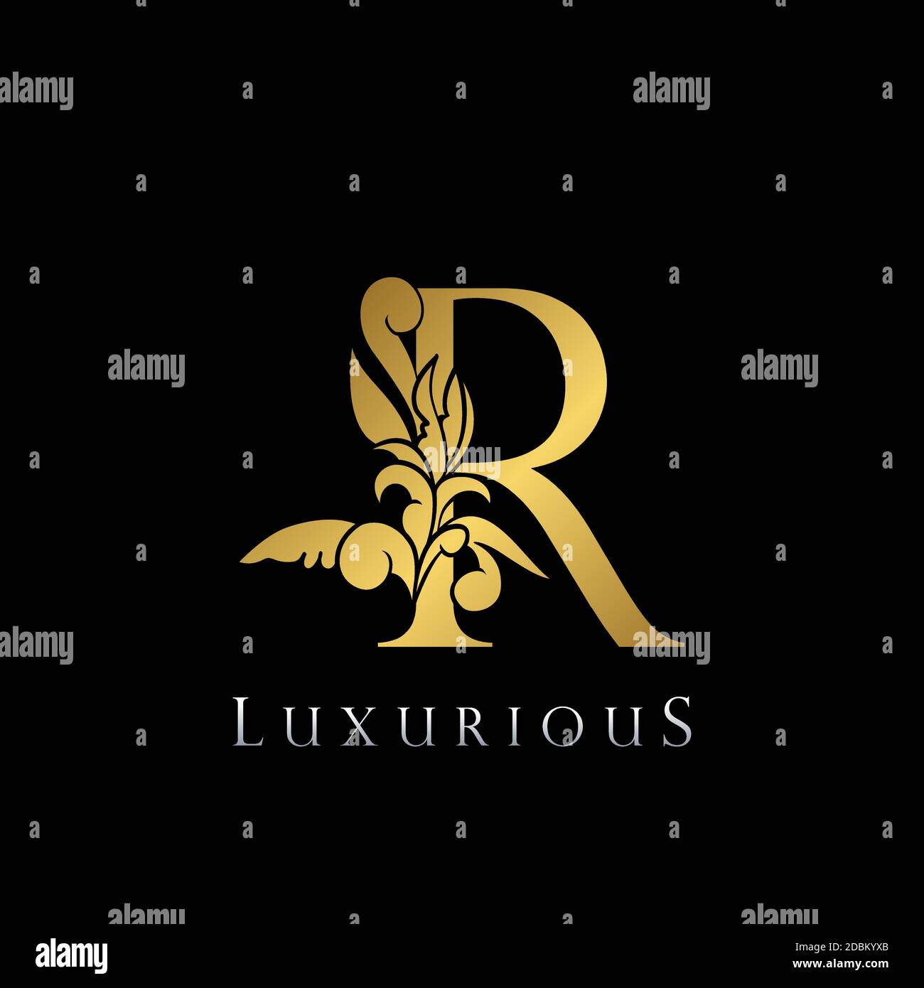 Golden Letter R Luxury Logo Icon, Vintage Deco R Letter Gold Color ...