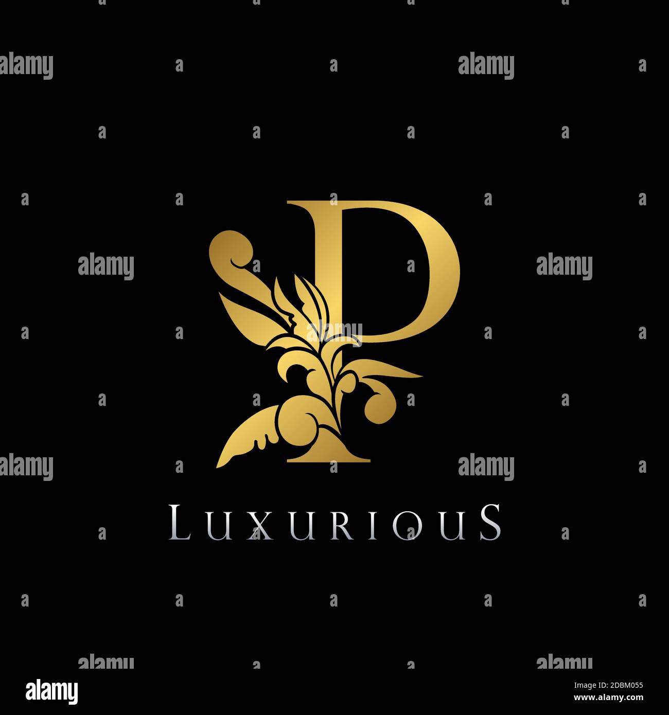 Golden Letter P Luxury Logo Icon, Vintage Deco P Letter Gold Color ...