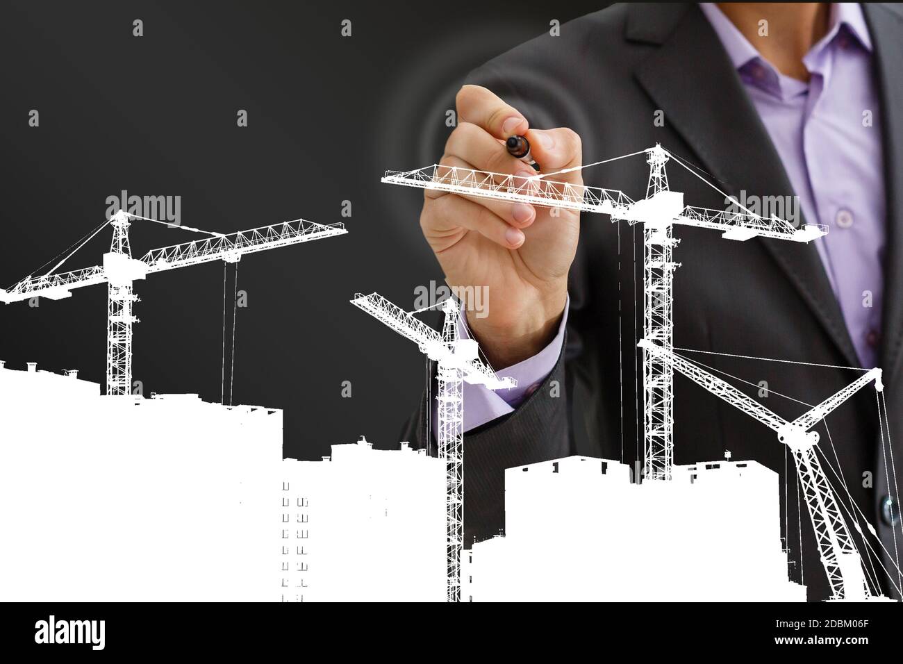 business man drawing construction site Stock Photo - Alamy