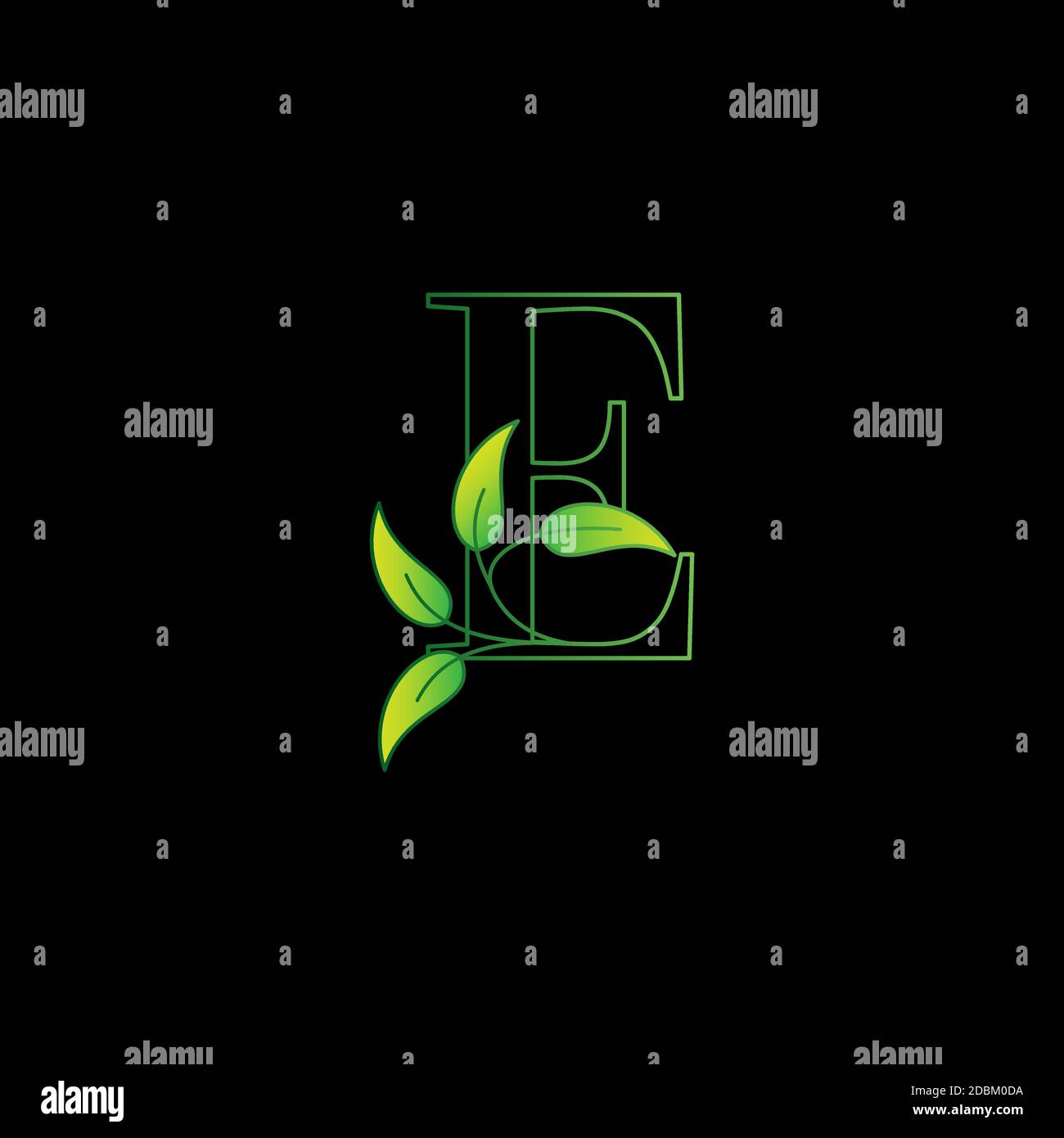 Green Nature Leaf Letter E Initial Logo Icon Concept Monogram leaves ...