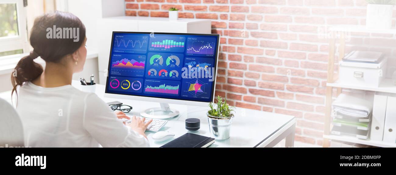 Markets KPI Dashboard On Computer. Information Technology Stock Photo ...