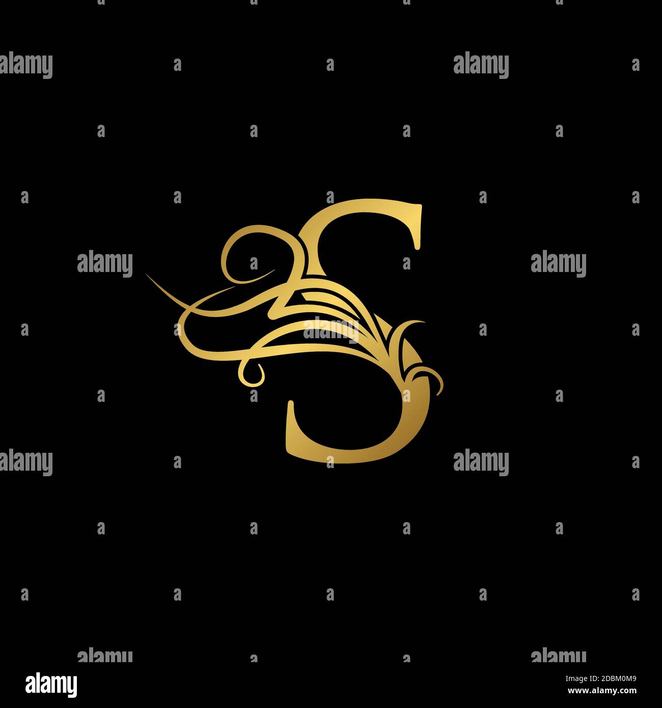 Gold luxury Initial S letter logo icon concept monogram ornate vector design Stock Vector Image ...