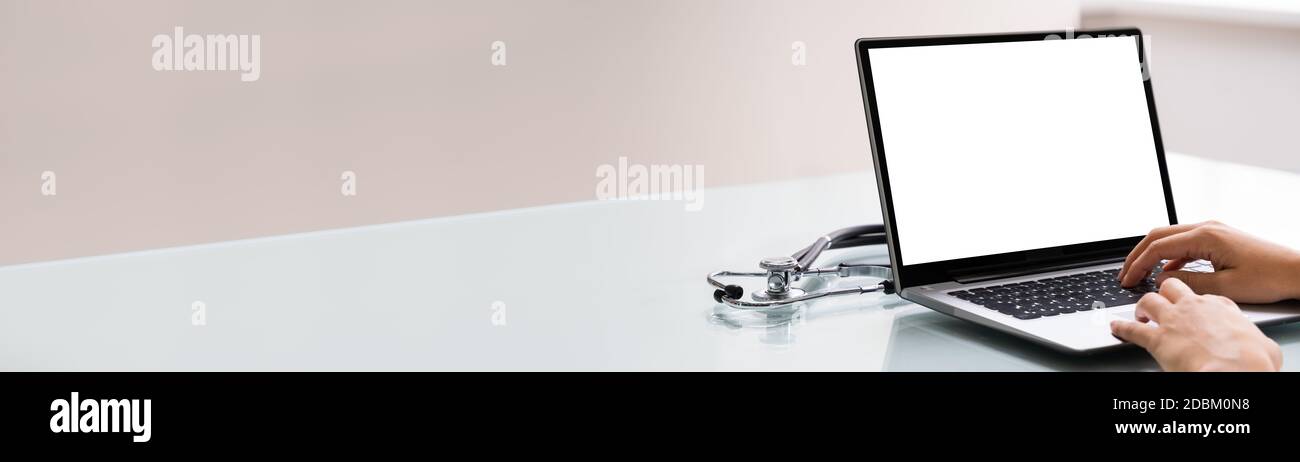Medical Doctor Using Mobile Device With Blank Screen Stock Photo - Alamy