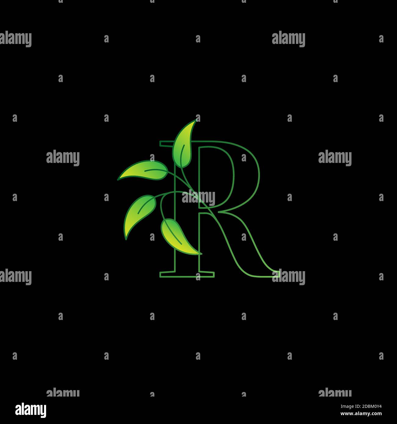 Green Nature Leaf Letter R Initial Logo Icon Concept Monogram leaves ...
