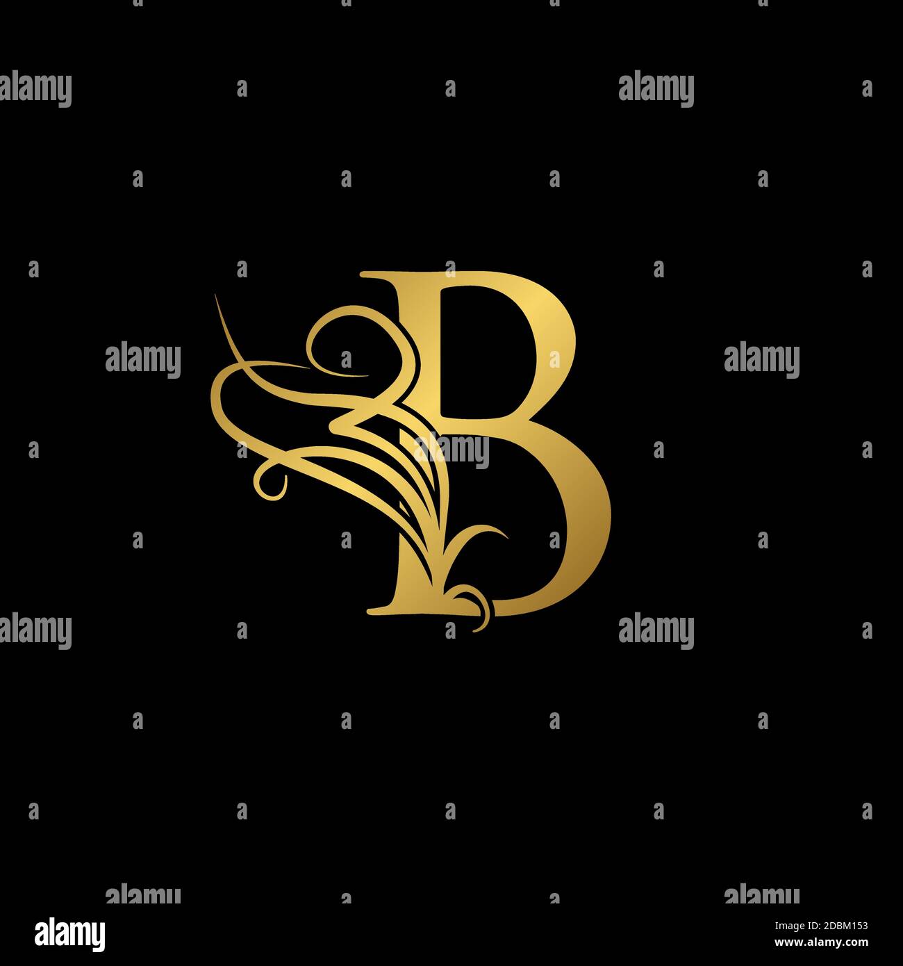 Gold luxury Initial B letter logo icon concept monogram ornate vector ...