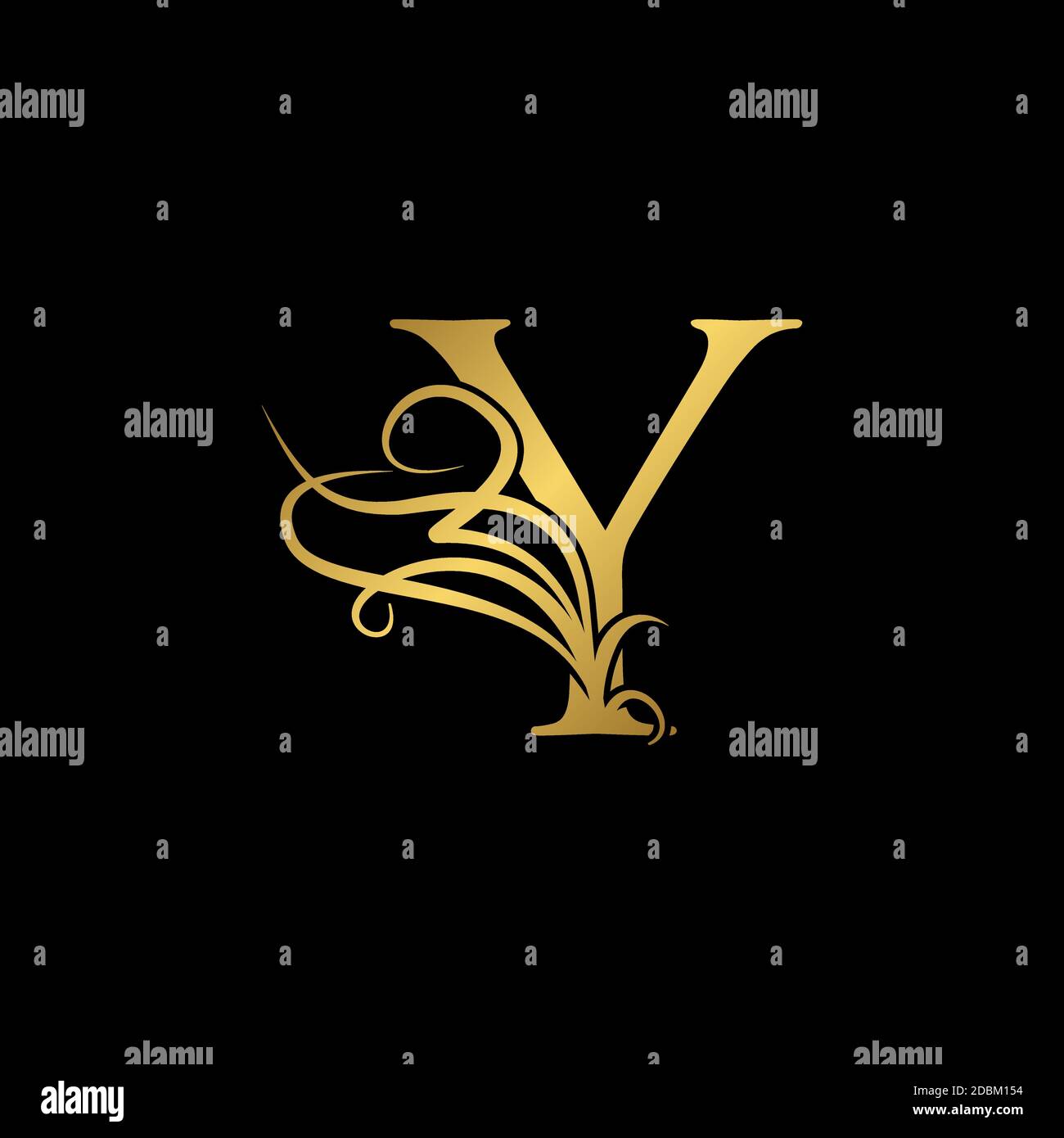 Gold luxury Initial Y letter logo icon concept monogram ornate vector ...