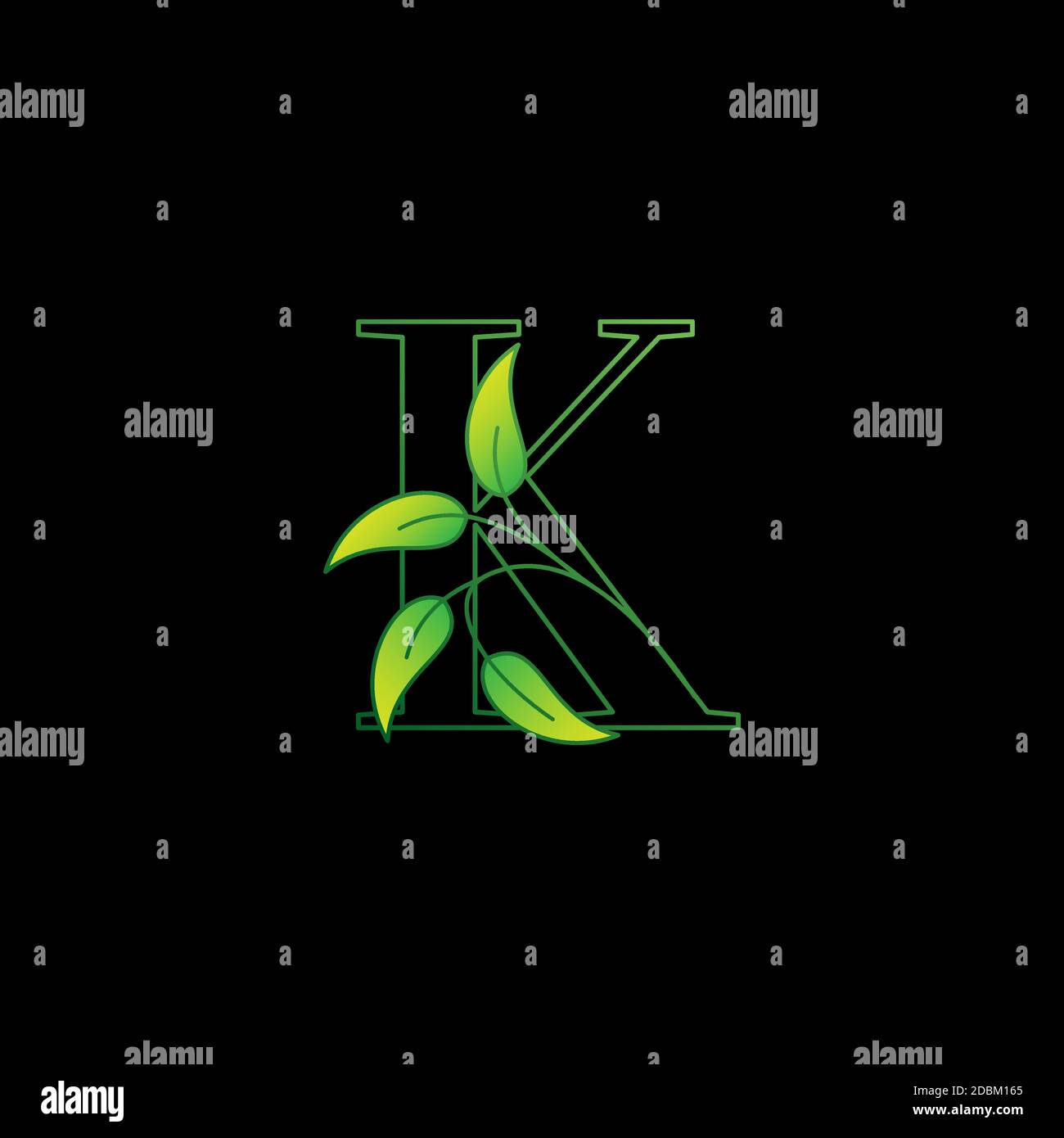 Green Nature Leaf Letter K Initial Logo Icon Concept Monogram leaves ...