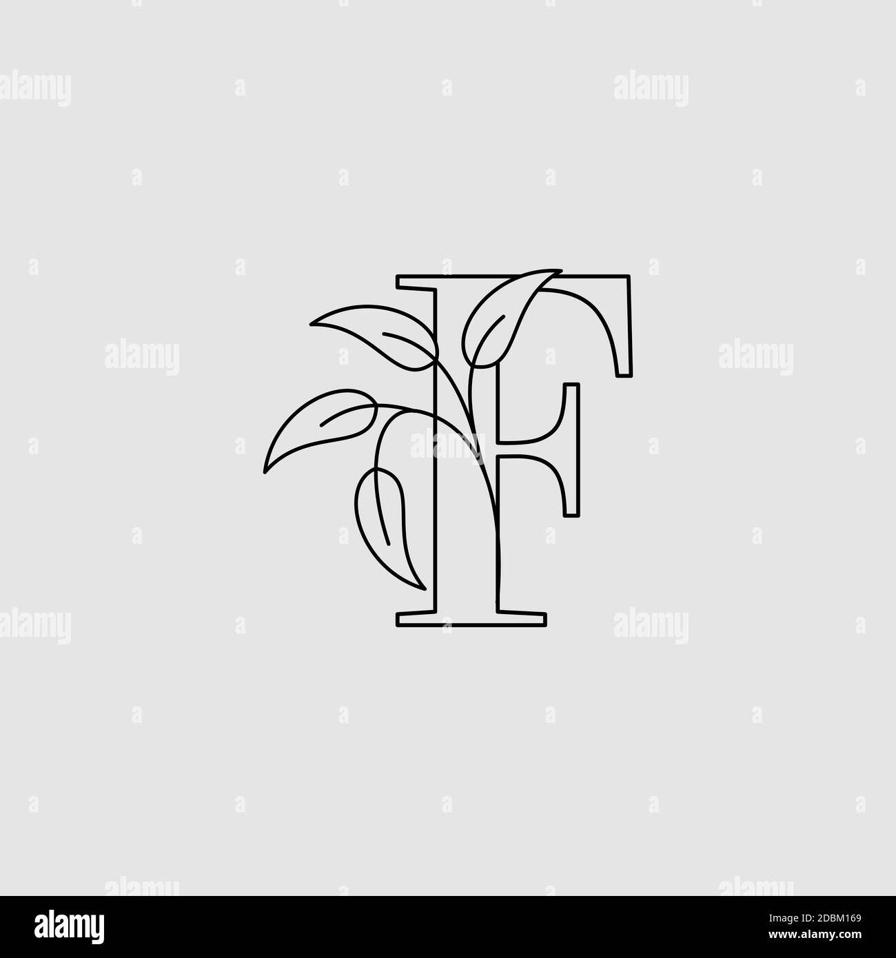 Outline Letter F Initial Logo Icon Monogram Nature Leaves Template ...