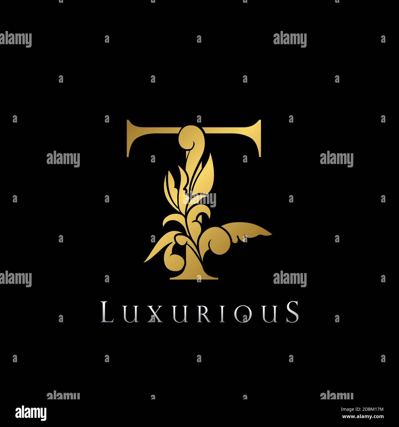 Golden Letter T Luxury Logo Icon, Vintage Deco T Letter Gold Color ...