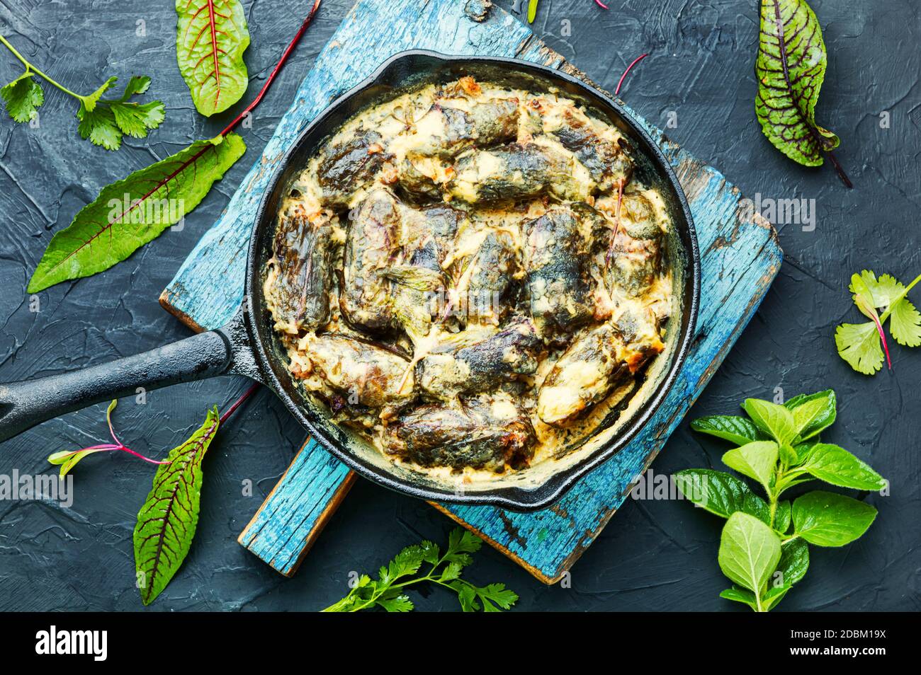 Dolma or sarma,stuffed sorrel leaves with rice and meat.Oriental ...