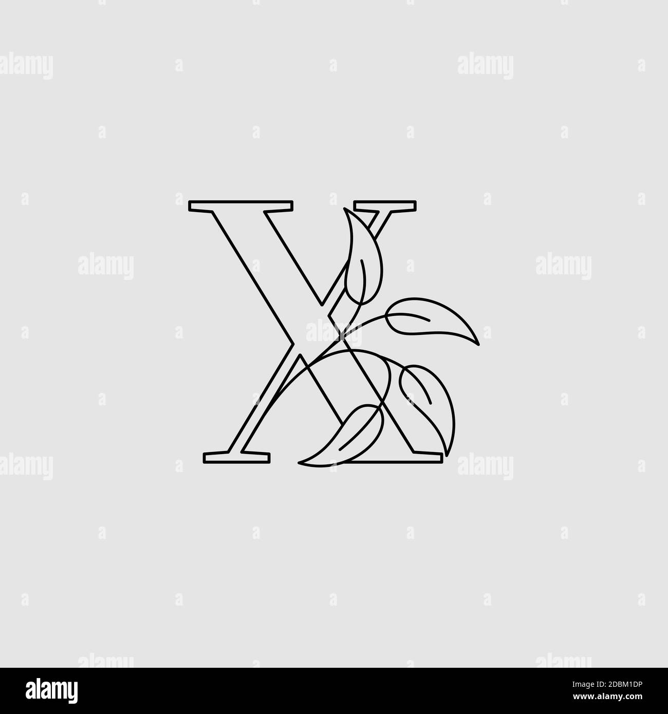 Outline Letter X Initial Logo Icon Monogram Nature Leaves Template ...