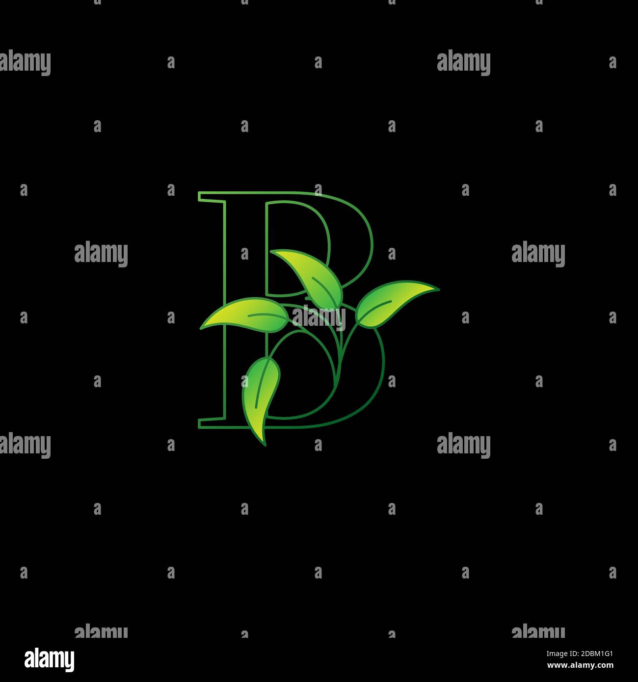 Green Nature Leaf Letter B Initial Logo Icon Concept Monogram leaves ...
