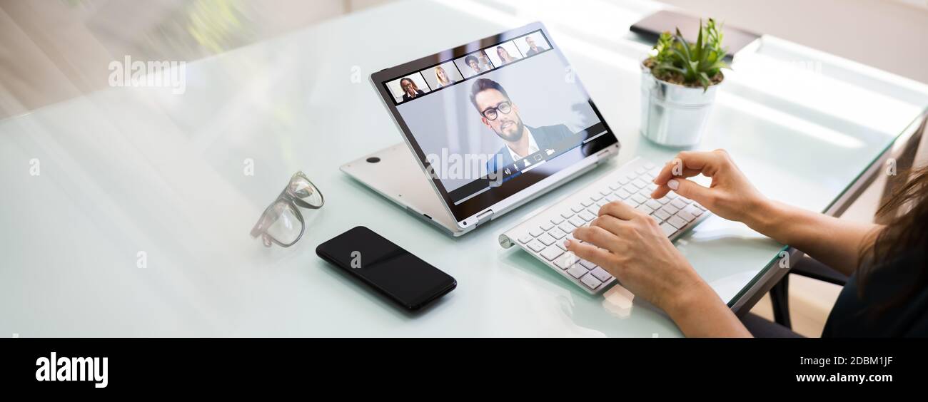 Online Video Conference Interview Call And Call Meeting Stock Photo - Alamy