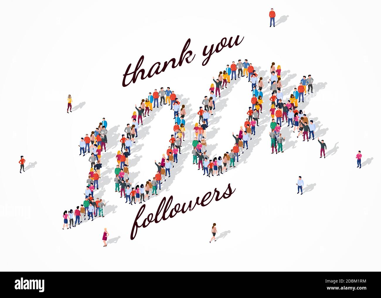 100K Followers. Group of business people are gathered together in the ...