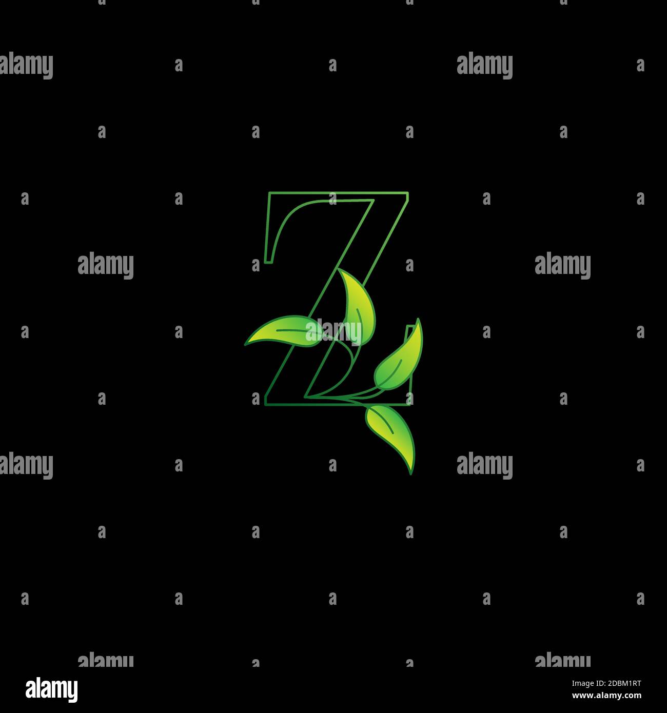 Green Nature Leaf Letter Z Initial Logo Icon Concept Monogram leaves ...
