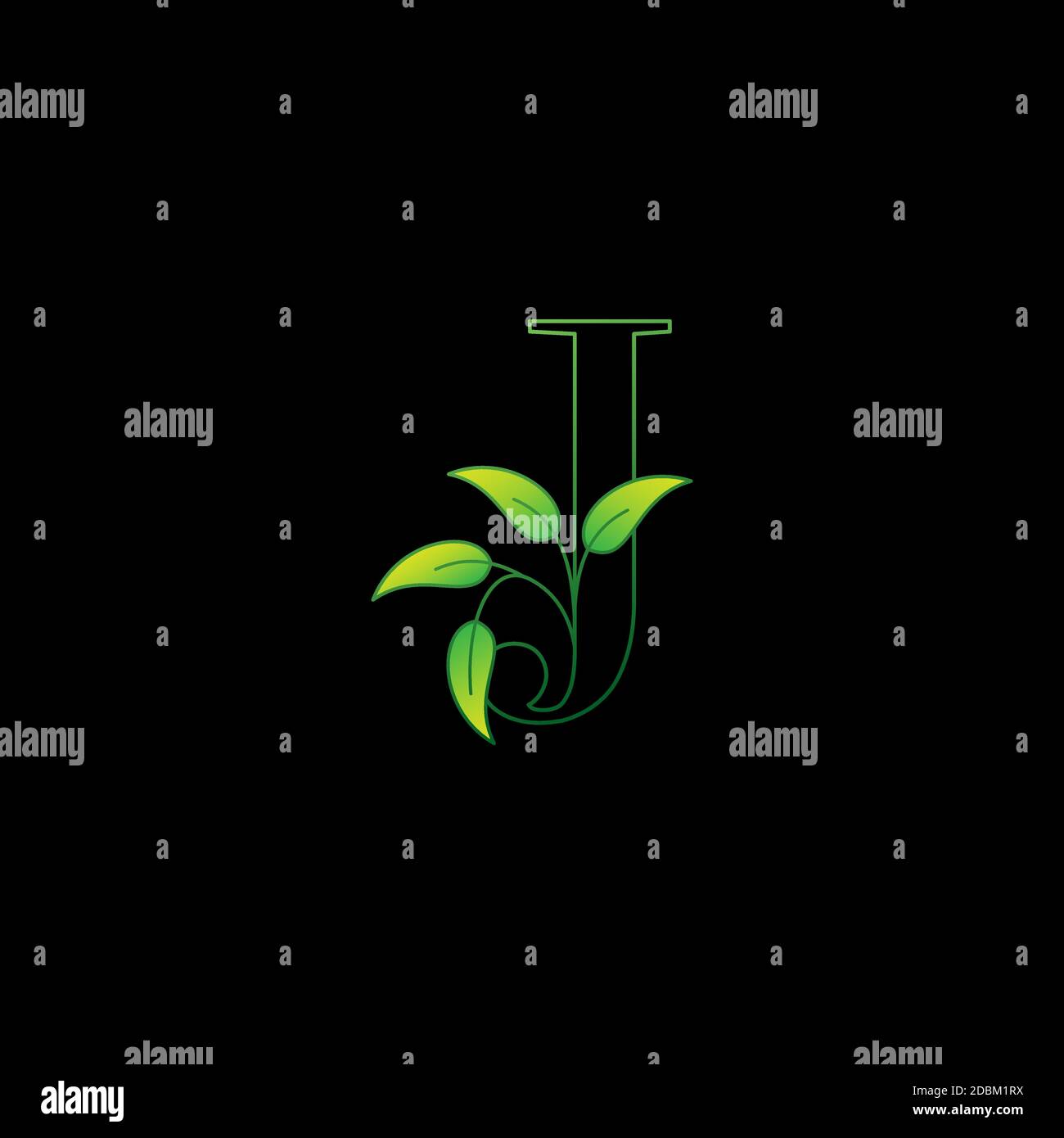 Green Nature Leaf Letter J Initial Logo Icon Concept Monogram leaves ...