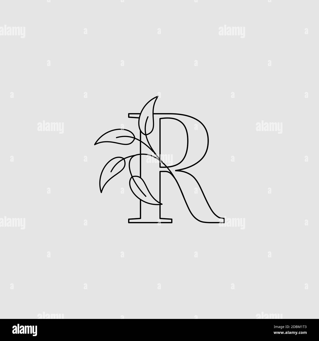 Outline Letter R Initial Logo Icon Monogram Nature Leaves Template ...