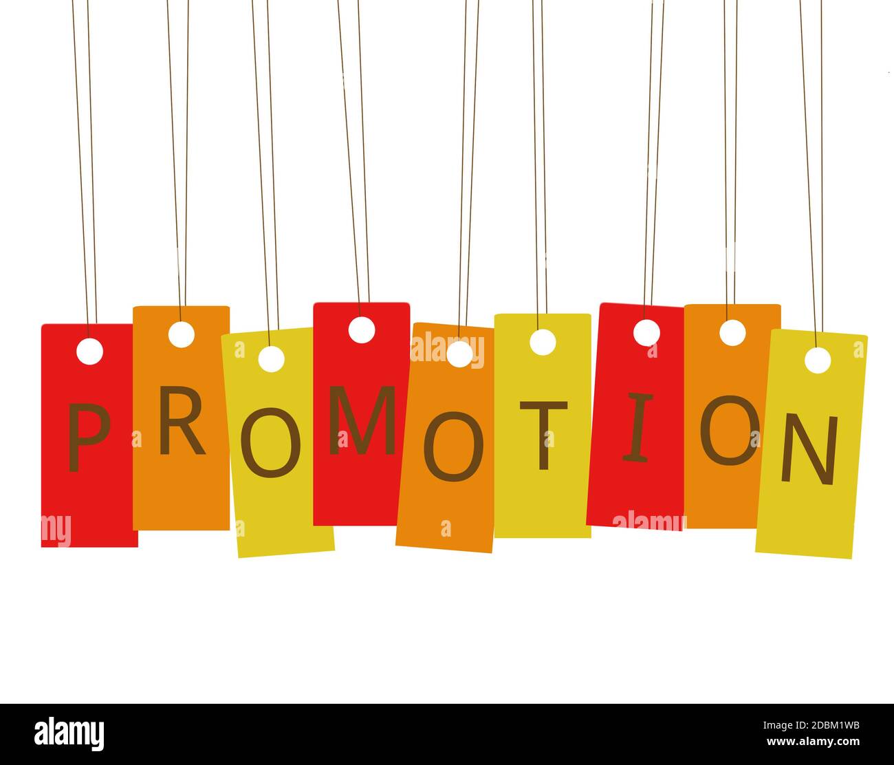 The illustration shows isolated labels with the word promotion Stock ...