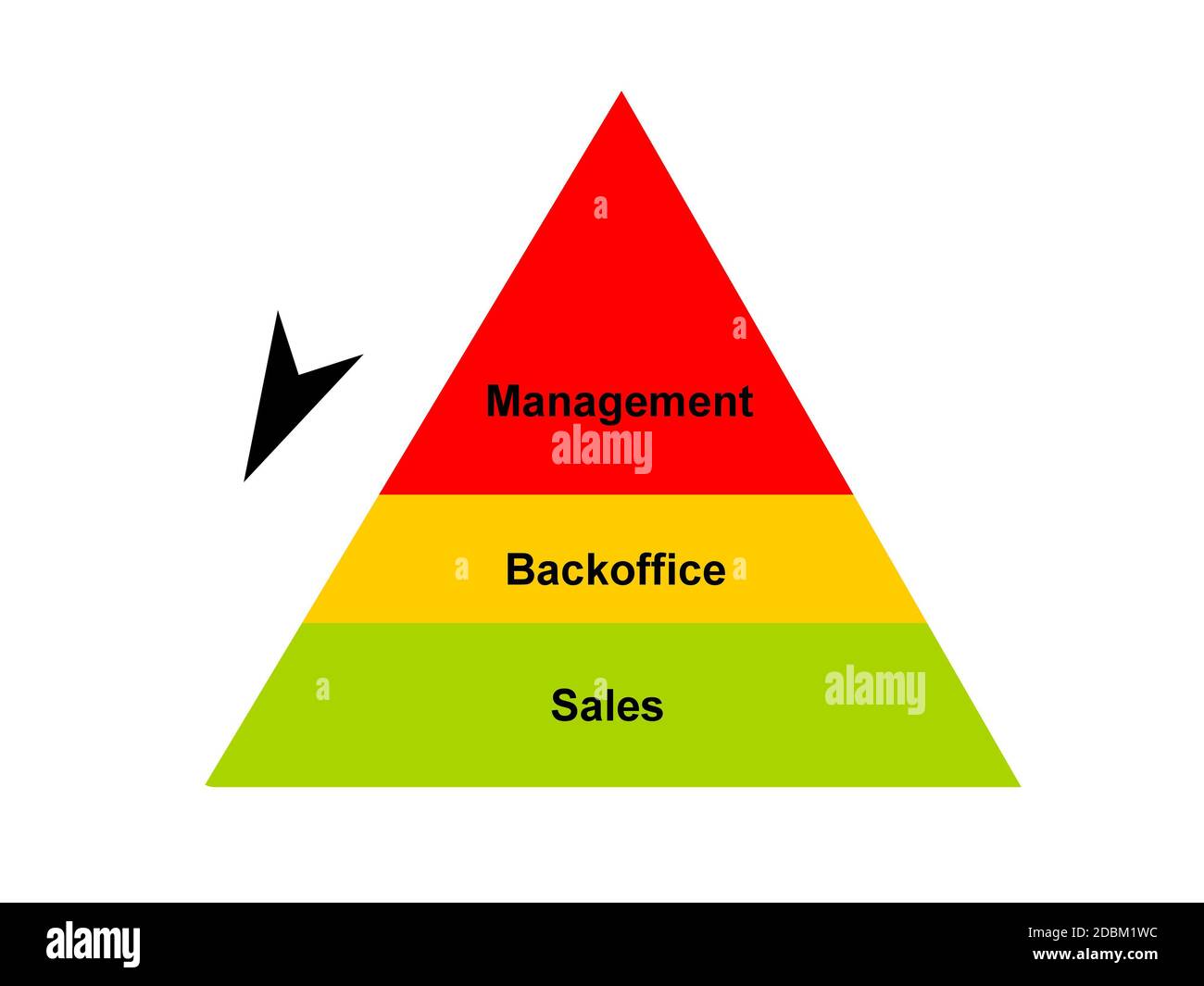 Pyramid with different areas and the words management, back office and ...