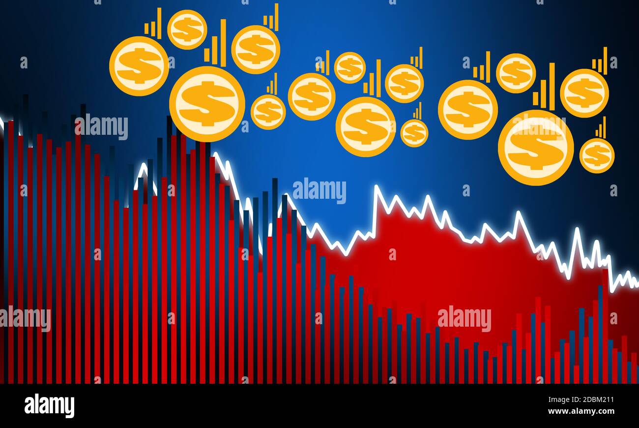 Stock markets down chart, global financial recession concept, 3d ...