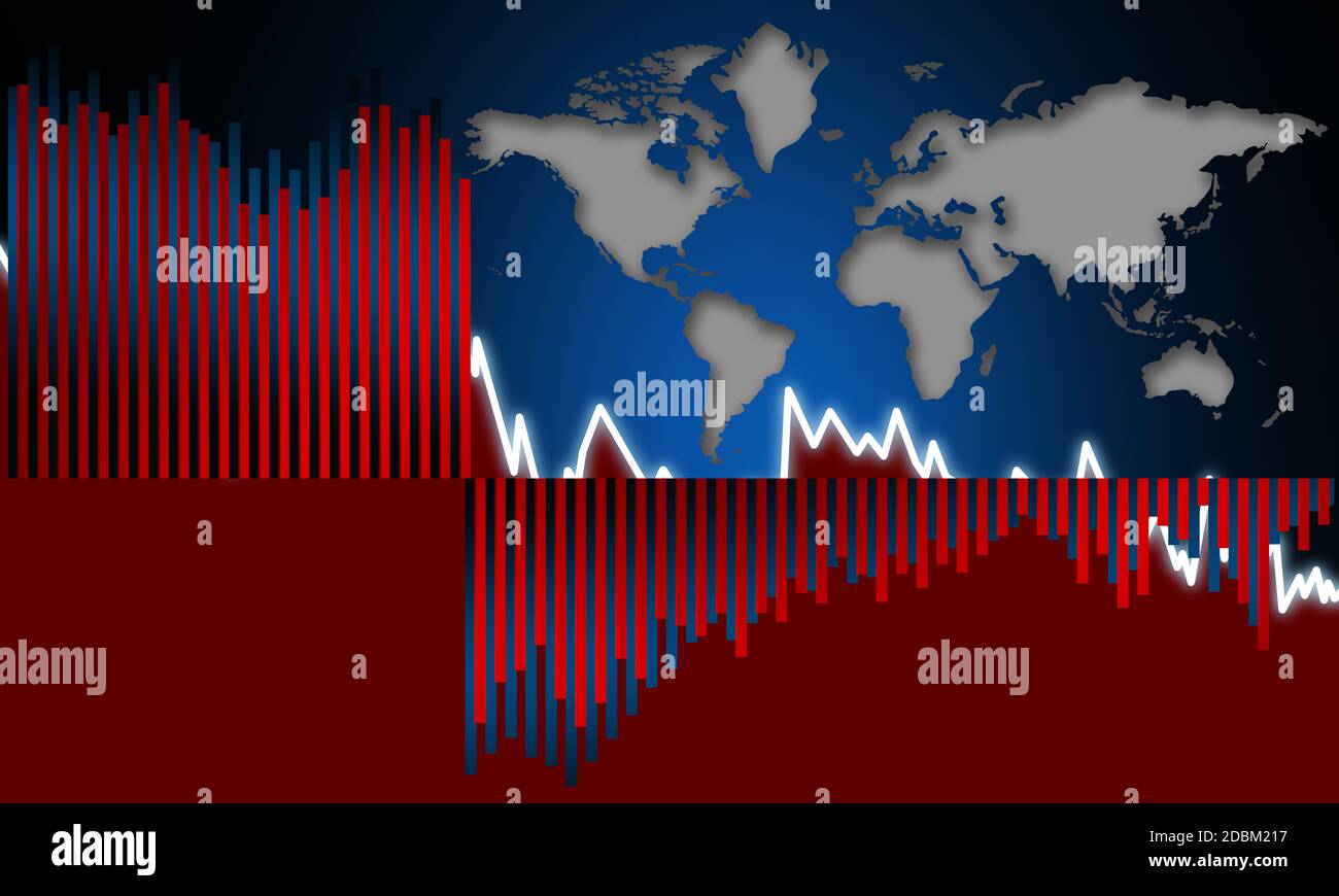 Stock markets down chart, global financial recession concept, 3d ...
