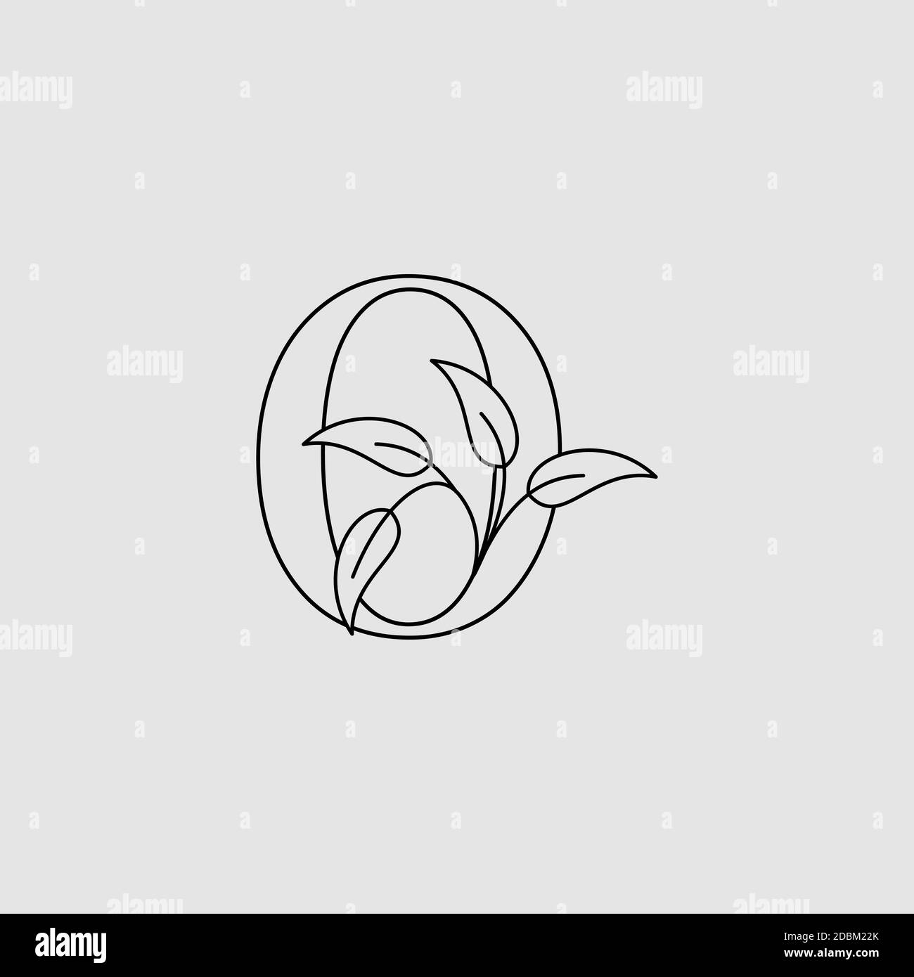Outline Letter O Initial Logo Icon Monogram Nature Leaves Template ...