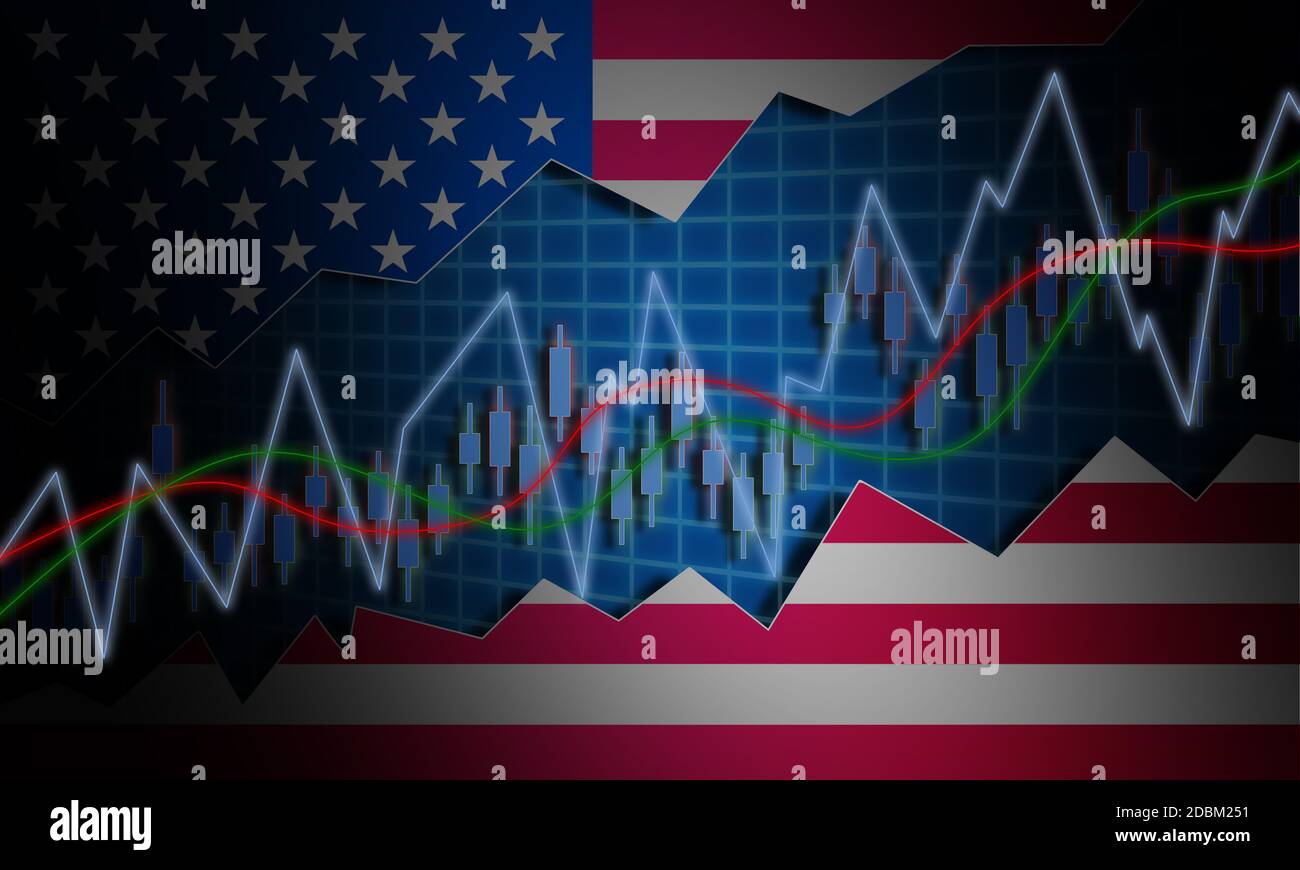 America stock market with candle stick graph chart , 3d rendering Stock ...