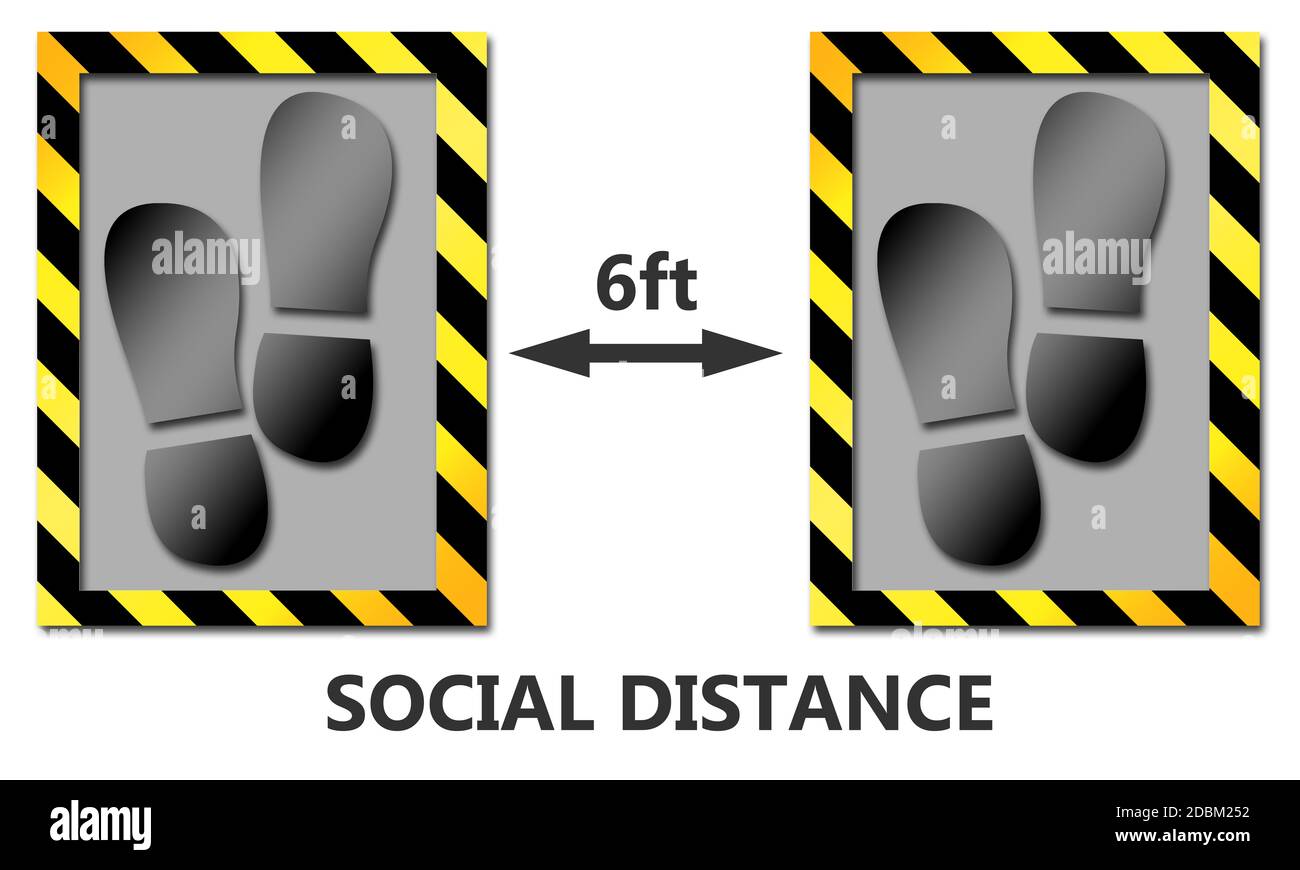 Keep distance, social distancing for 6ft, 3D rendering Stock Photo - Alamy