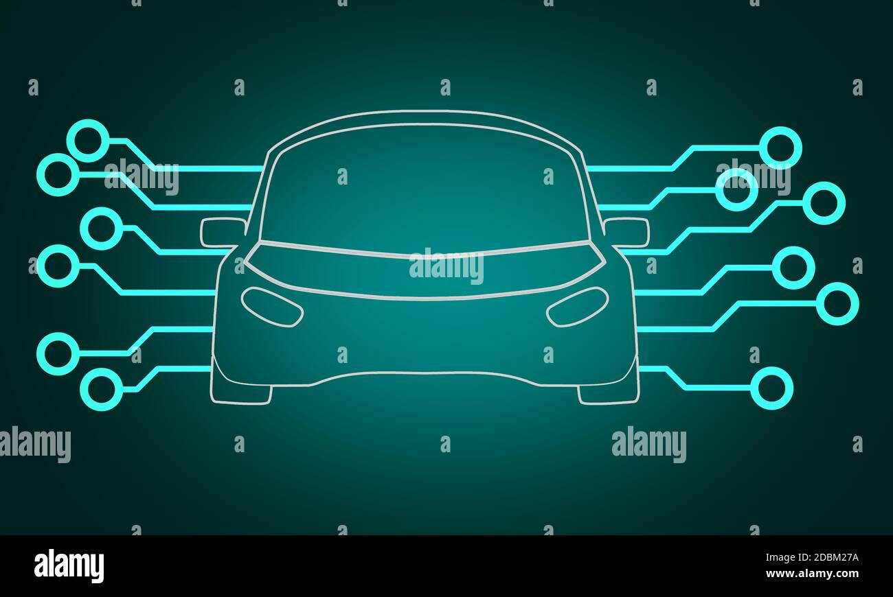 Autonomous car with the signal circut, 3d rendering Stock Photo - Alamy