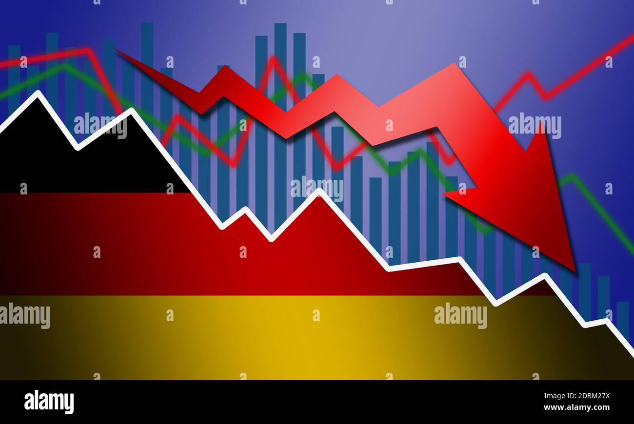 Recession and declining of economy in Germany, 3d rendering Stock Photo ...