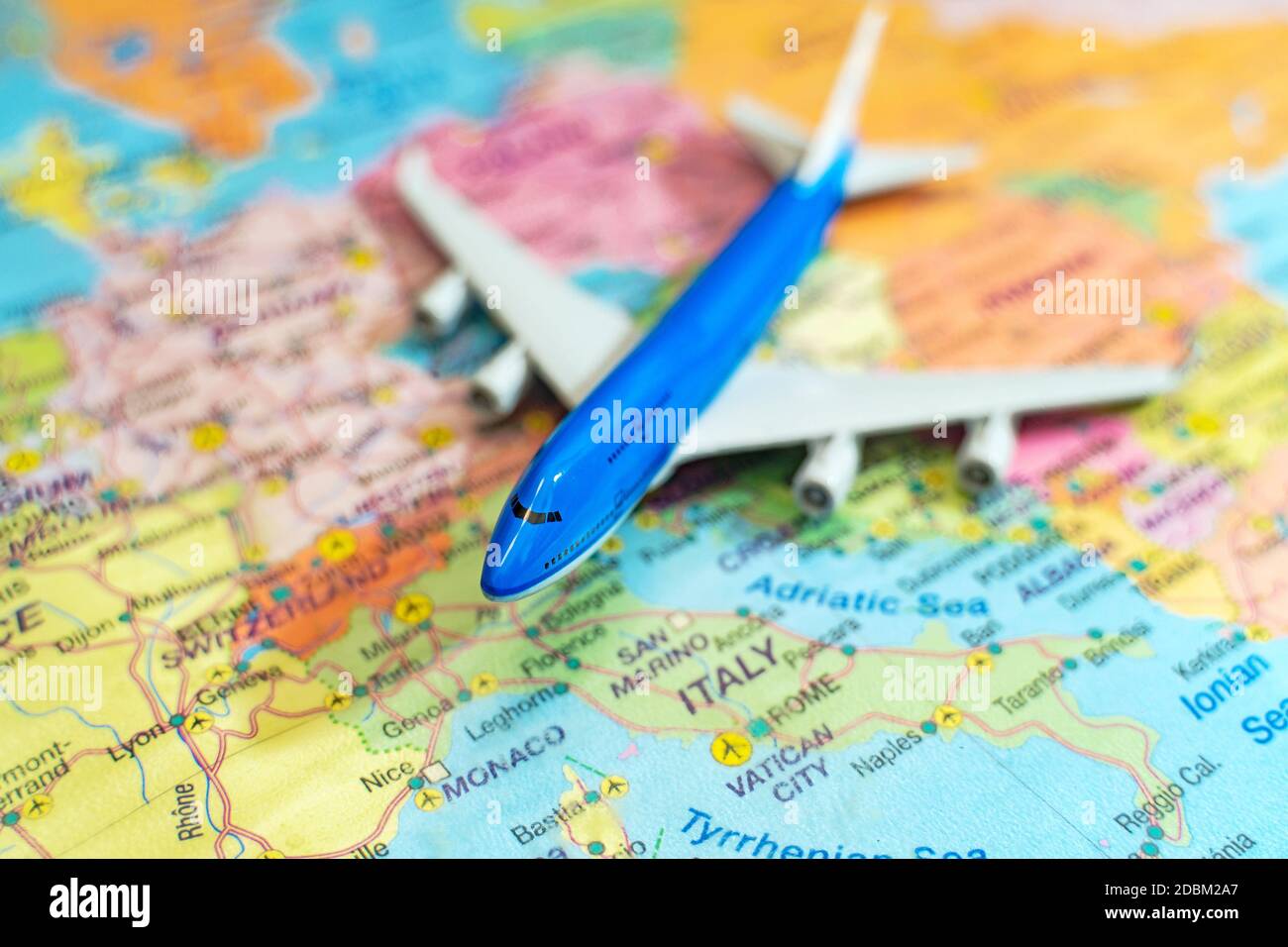 Toy of a plane on the Europe map Stock Photo - Alamy