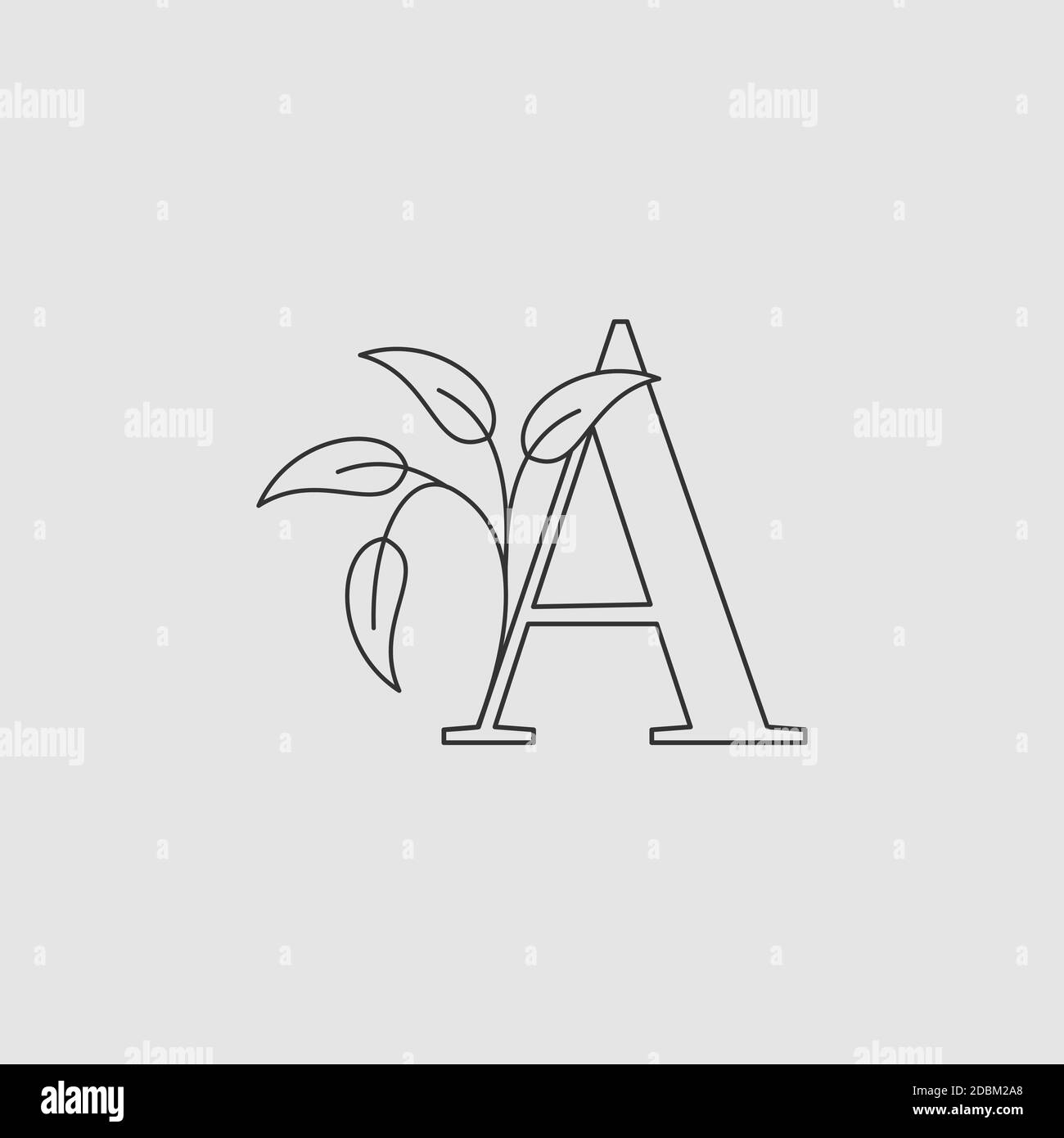 Outline Letter A Initial Logo Icon Monogram Nature Leaves Template ...