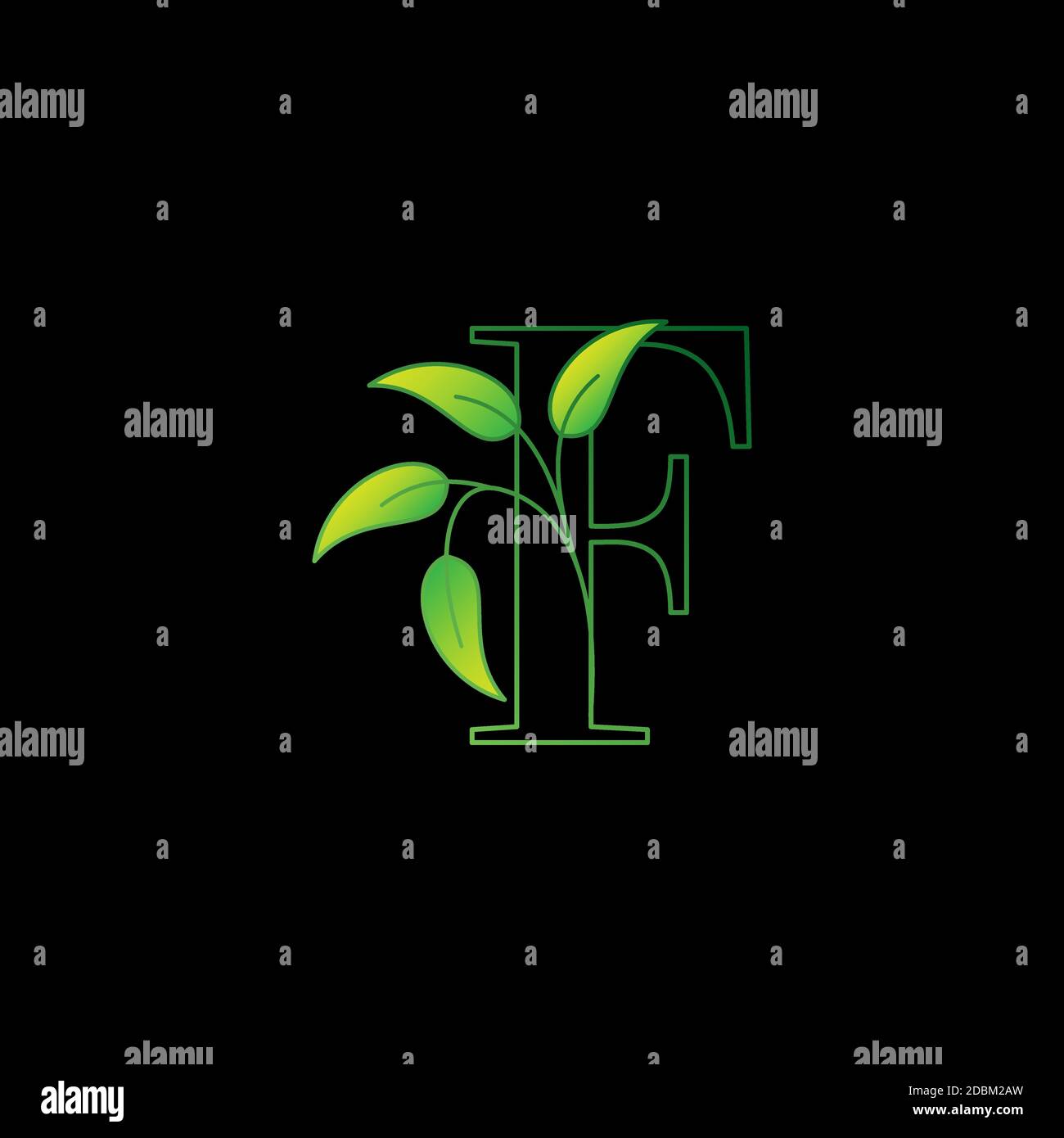 Green Nature Leaf Letter F Initial Logo Icon Concept Monogram leaves ...