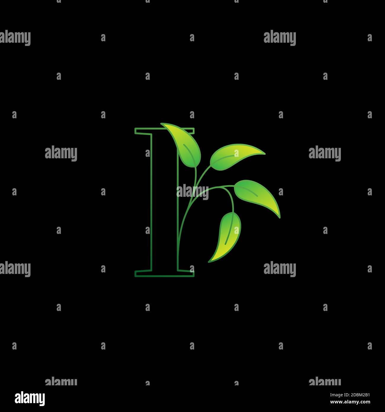 Green Nature Leaf Letter I Initial Logo Icon Concept Monogram leaves ...