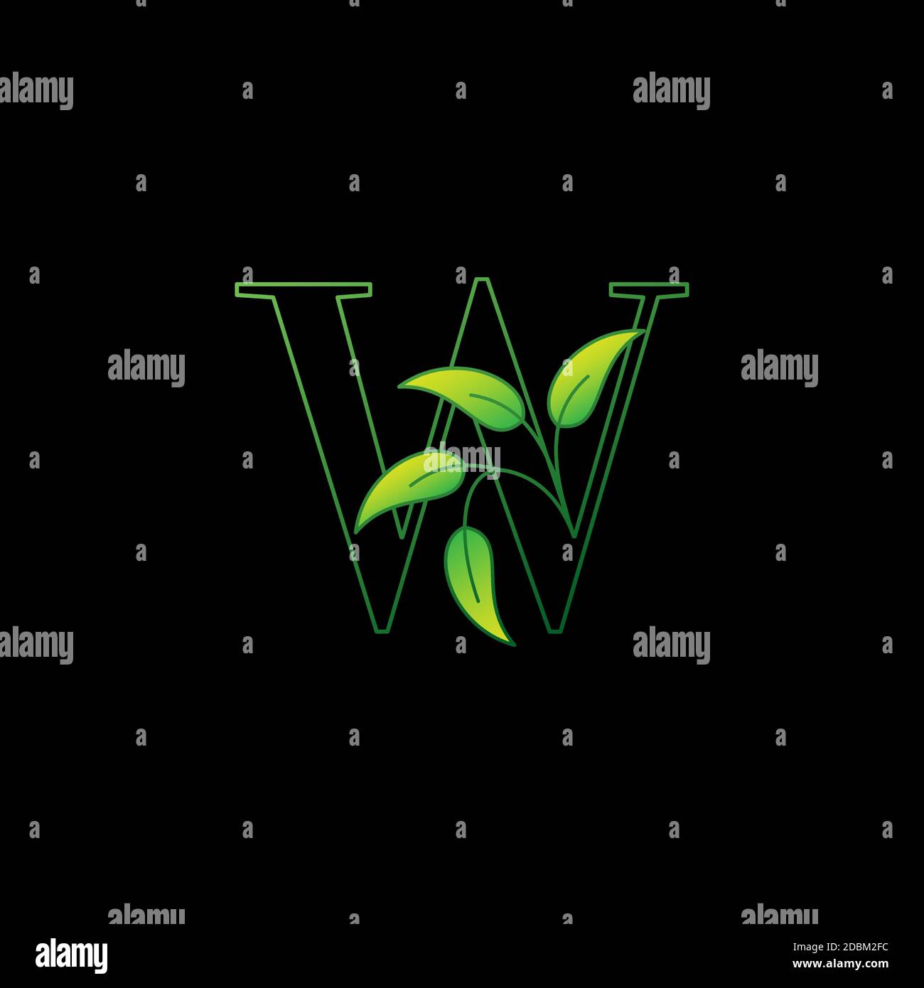 Green Nature Leaf Letter W Initial Logo Icon Concept Monogram leaves ...