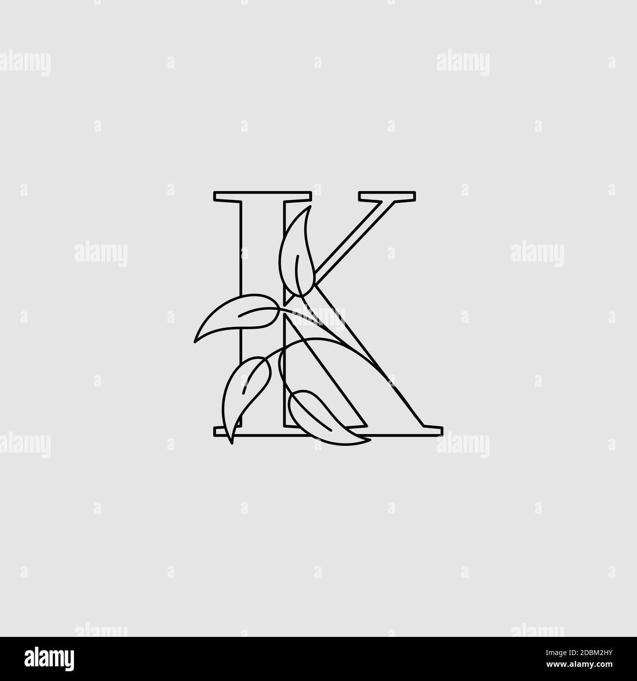 Outline Letter K Initial Logo Icon Monogram Nature Leaves Template ...