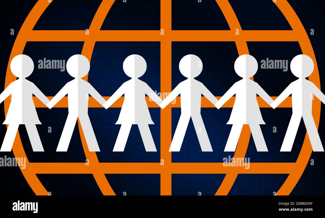 People hold hand for world peace and friendship concept, 3D rendering ...