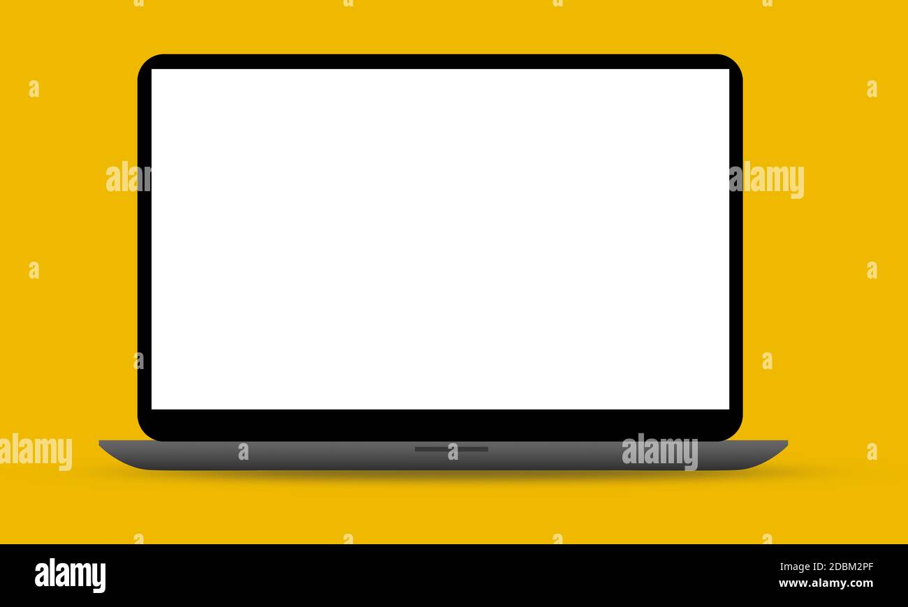Laptop in trendy flat style with empty screen., 3d rendering Stock ...
