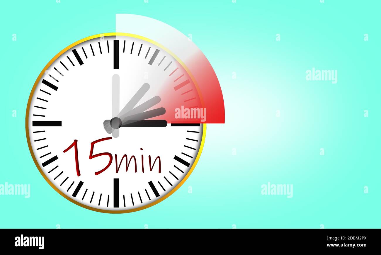 Clock face with fifteen minutes timer, 3d rendering Stock Photo - Alamy